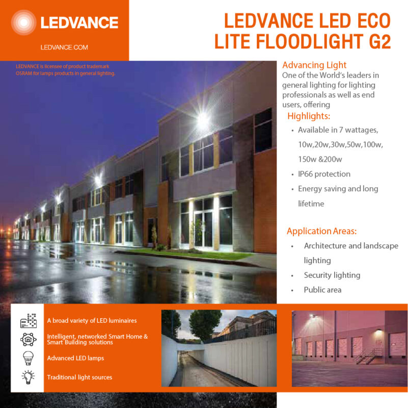 LEDVANCE LED Flood light G2 โคมไฟฟลัดไลท์ ขนาด100-200W ให้แสง 3000K ...